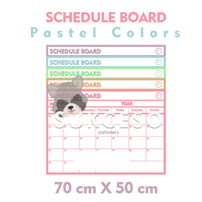 Jual Schedule Board / Papan Jadwal Warna Pastel Milky Lucu Unik Murah ...