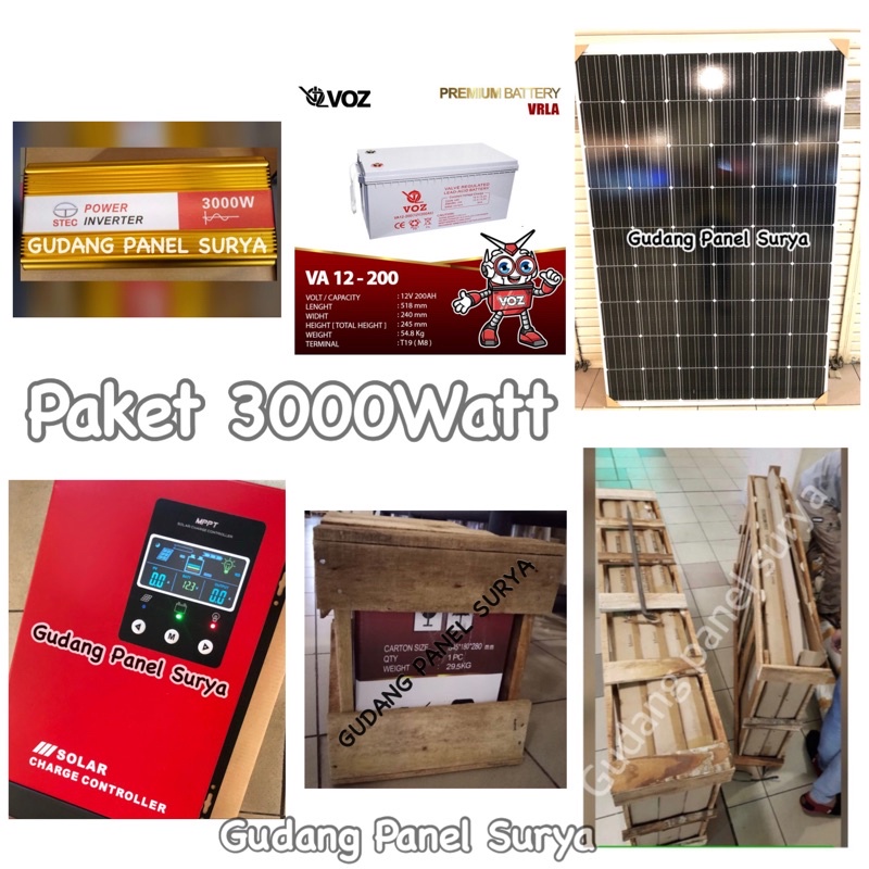 Jual PAKET Solar Panel Surya Solarcell PLTS Tenaga Surya 3000W 3000 ...