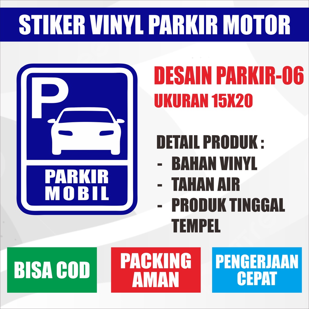 Jual Stiker Sticker Parkir Motor Tahan Air Waterproof dilarang parkir ...