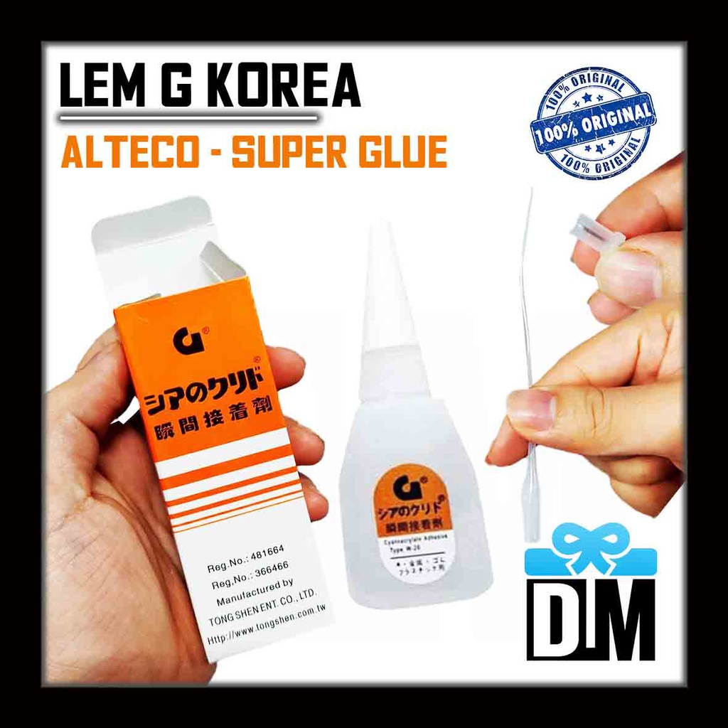 Jual Lem G Korea perekat Besi Kain Kertas Banner dll Alteco Power Glue Super Glue Super | Shopee ...
