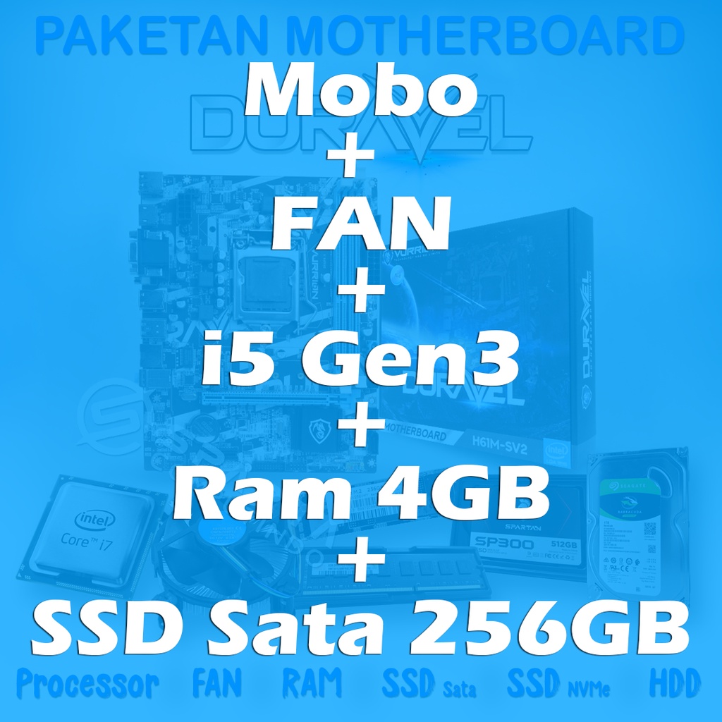 Jual PAKETAN MOBO VURRION H61M LGA 1155 + Processor i7/FAN/RAM/SSD NVMe/HDD New Garansi Resmi ...