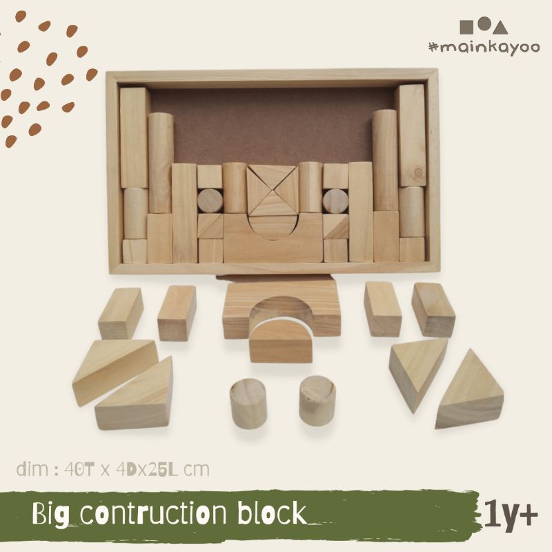 Jual Big Construction Block - Premium pine wood Toys 42 balok - Mainan ...
