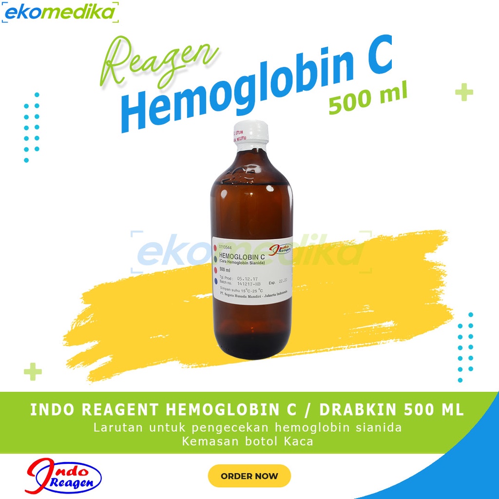 Jual Reagen Hemoglobin C 500ml | Drabkin 500 ml INDO REAGENT Hemoglobine C ED.04/2026 | Shopee ...