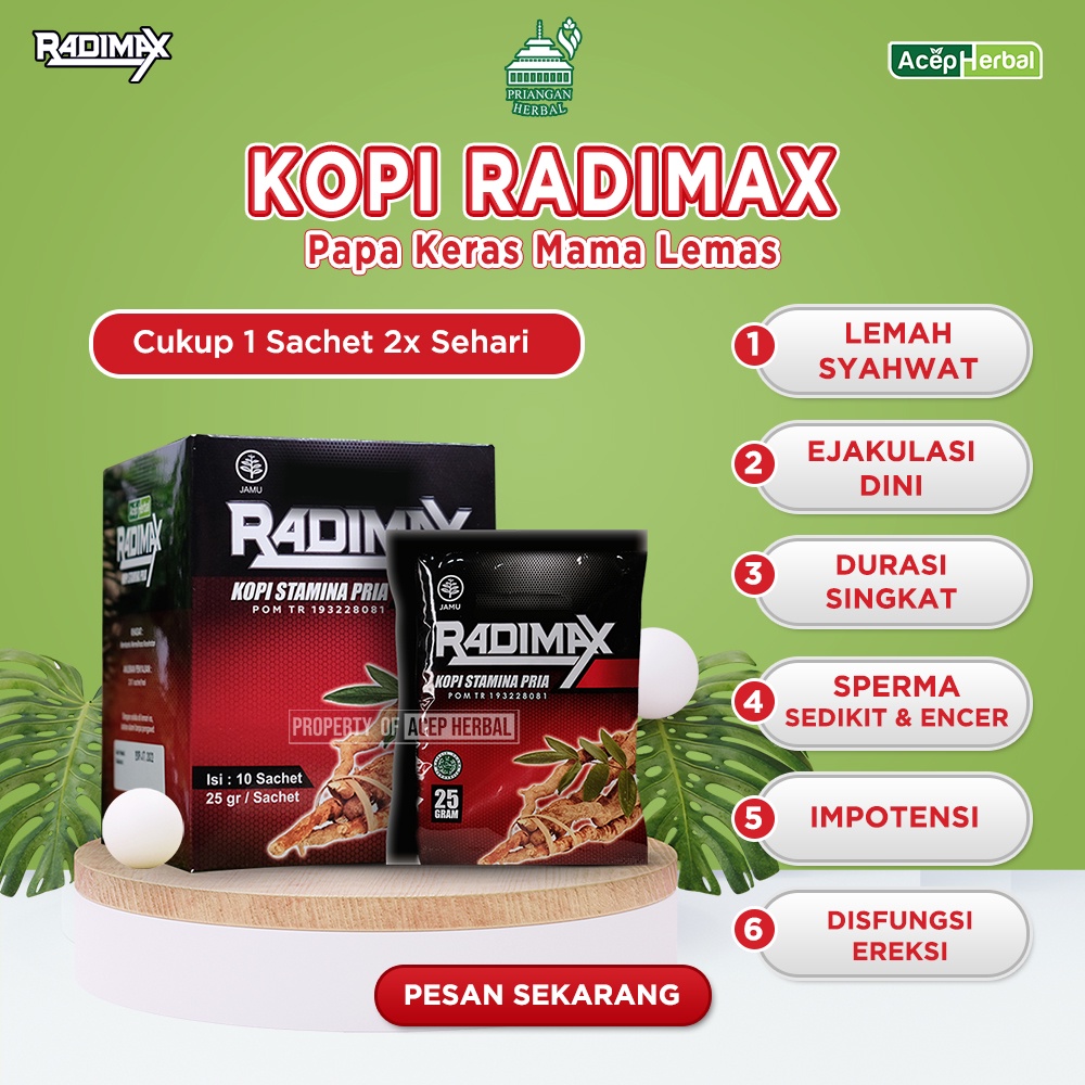 Jual RADIMAX KOPI STAMINA PRIA AMAN SUDAH BPOM & HALAL 1 BOX ISI 10 ...