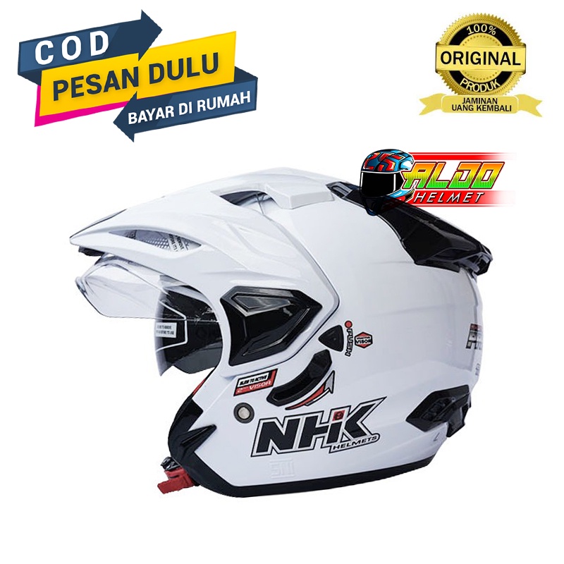 Jual HELM NHK PREDATOR CRYPTON SOLID BLACK DOFF | Helm NHK DOUBLE VISOR | Termurah | HALF FACE ...
