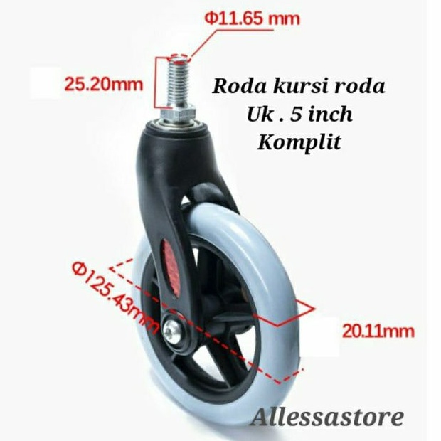 Jual roda depan kursi roda ukuran 5 inch komplit | Shopee Indonesia