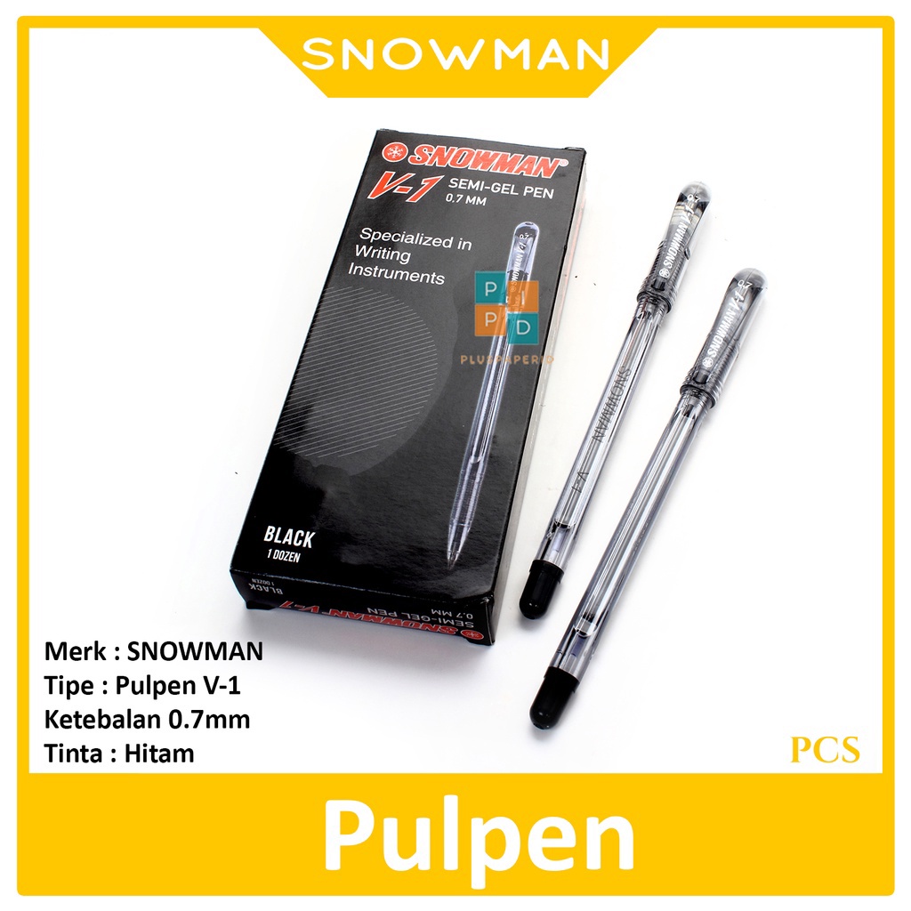 Jual SNOWMAN - Pulpen Ball Pen V-1 Hitam - Pcs | Shopee Indonesia