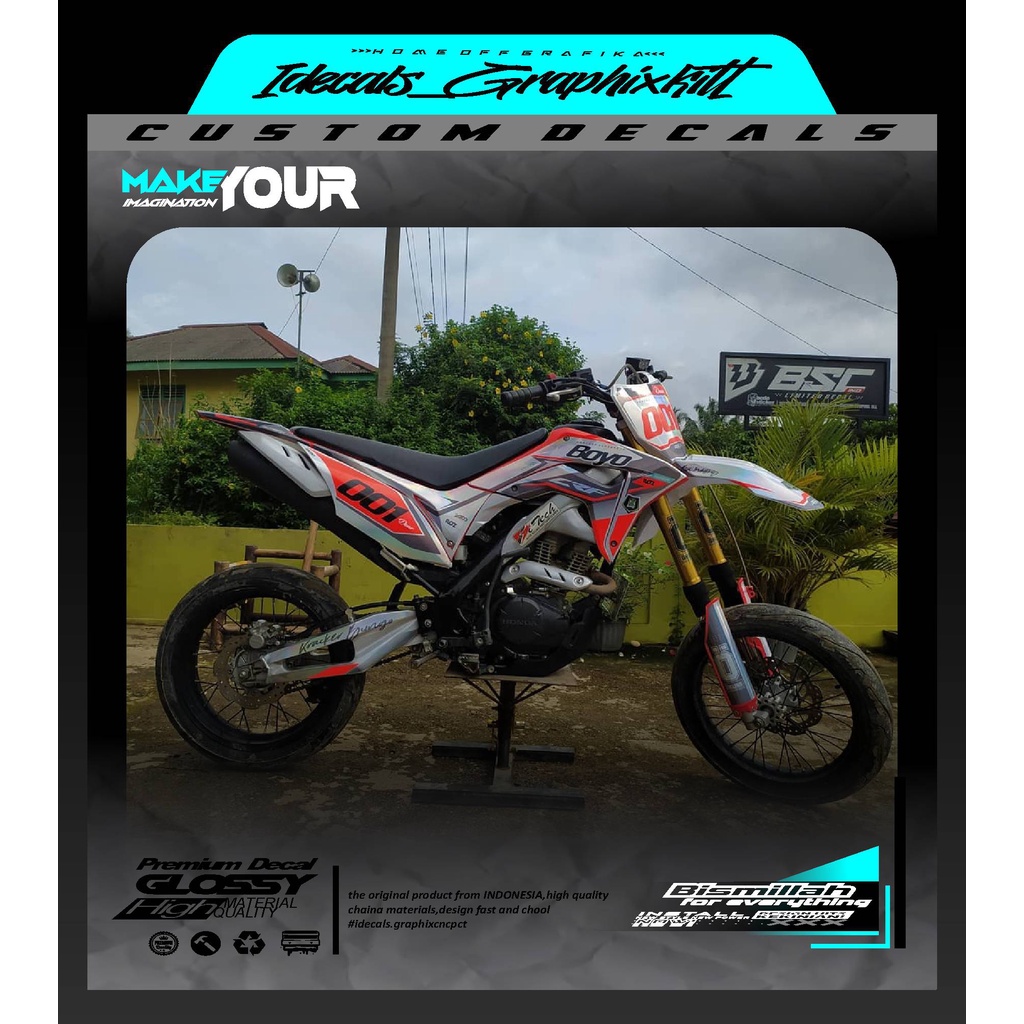 Jual 00403 sticker decals fullbody honda crf 150L tema garis stabilo simpel bebas custom ...