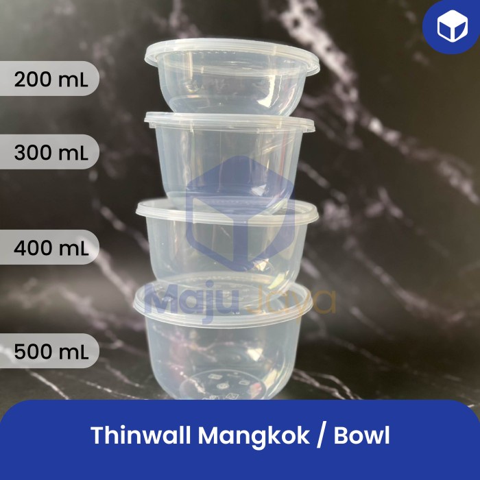 Jual [1 Pack Isi 25 Pcs] Thinwall Mangkok Bowl 200 300 400 500 Merk