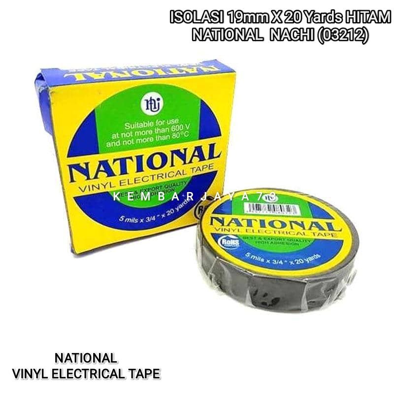 Jual National Isolasi Listrik Hitam 3/4" inci 20 Yard Grosir selotip ...