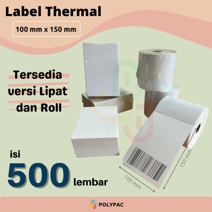 Jual Therm Label Thermal Sticker [100 X 150 Mm] Isi 500 Pcs - Stiker Resi Barcode | Shopee Indonesia