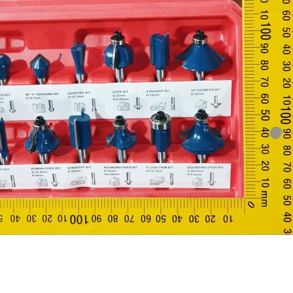 Jual MAIL SET 12 pc router bit set mata profil mata trimmer krisbow ...