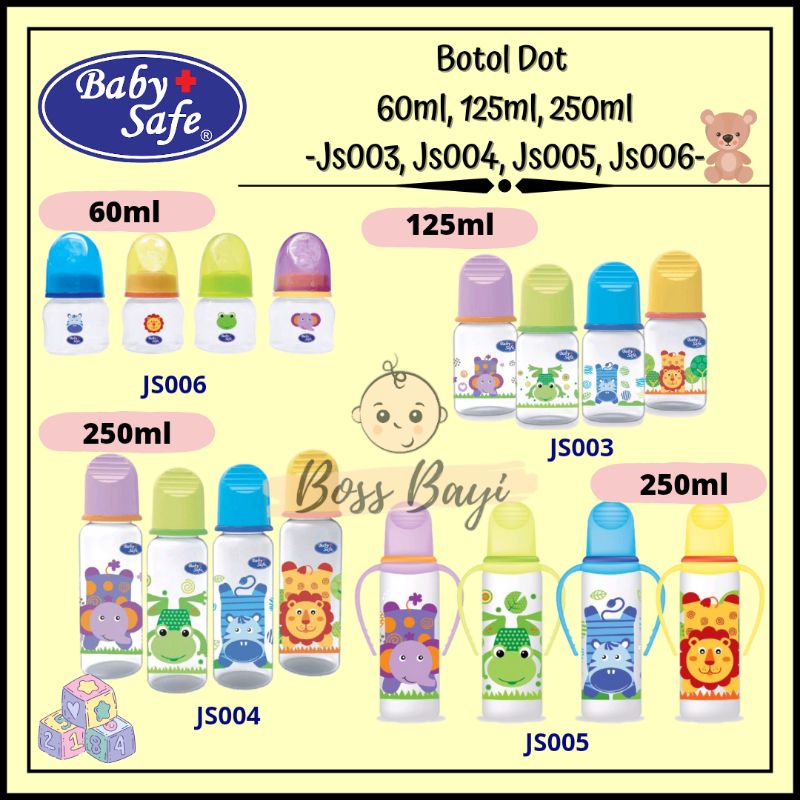 Jual BABY SAFE Feeding Bottle Baby 60ml 125ml 250ml Botol Susu Dot Bayi ...