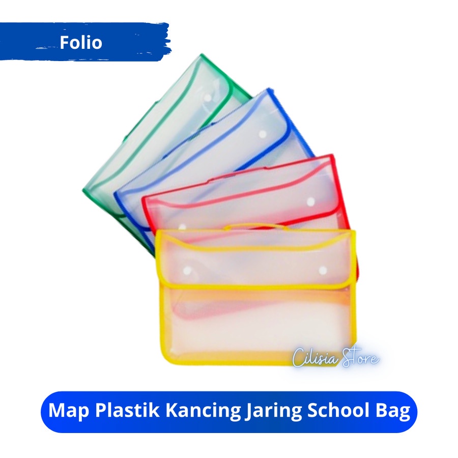 Jual Map Plastik Kancing Jaring School Bag Folio RR / Map Tenteng ...