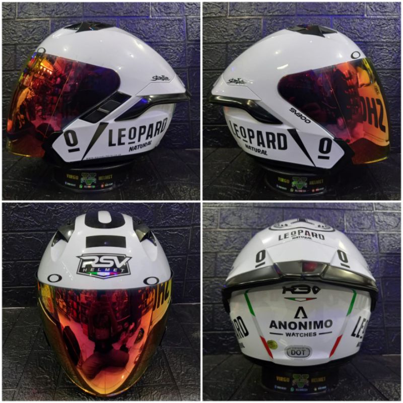 Jual RSV HELM SV300 FLAIN WHITE PAKET GANTENG LEOPARD VISOR IRIDIUM ...
