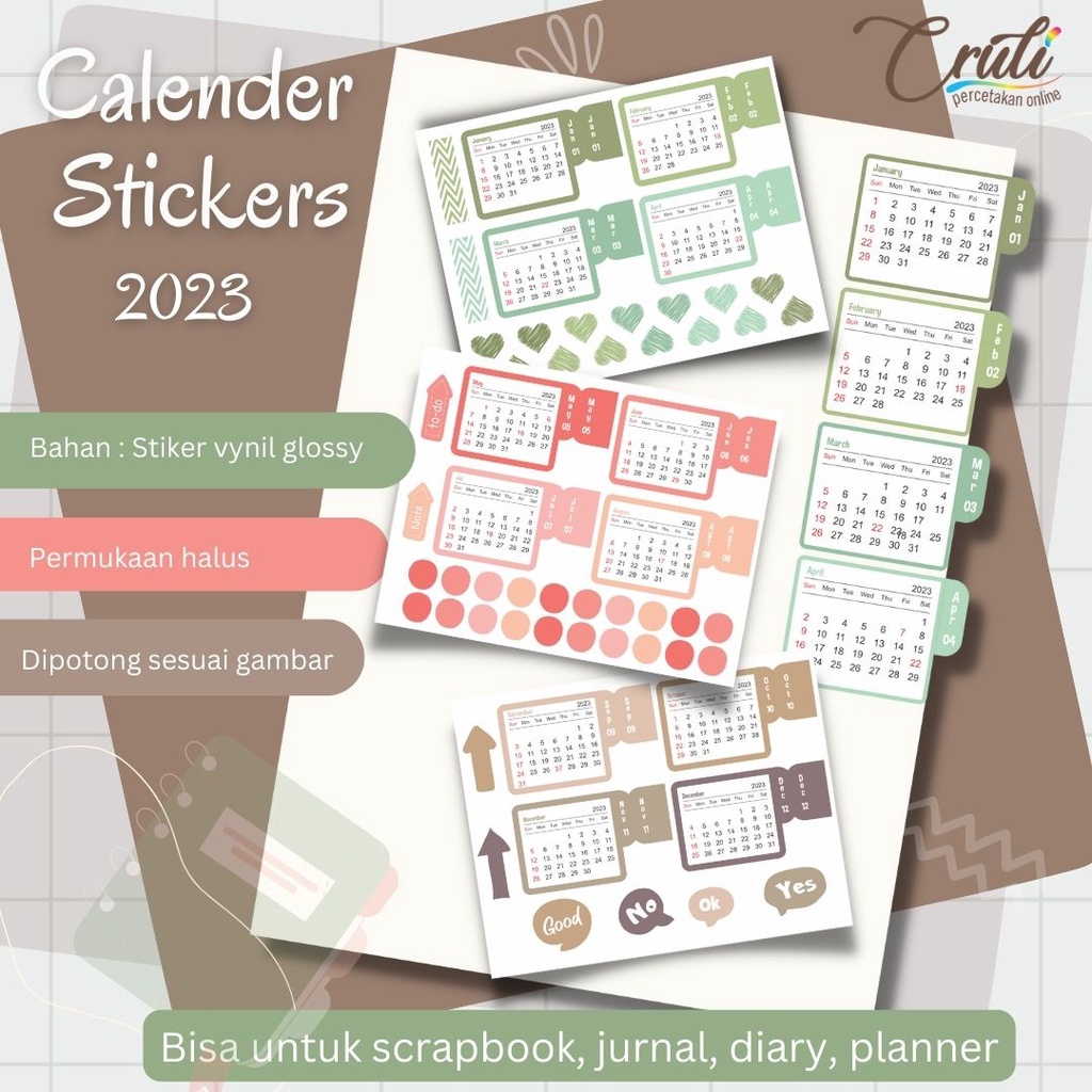 Jual Stiker Kalender 2023, pembatas buku, calender bookmark, planner ...