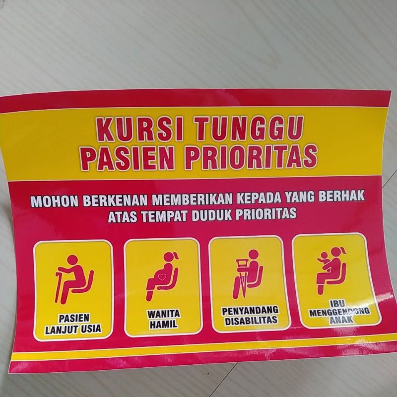 Jual Stiker Kursi Tunggu Pasien Prioritas / Stiker Kursi Ibu Hamil atau ...