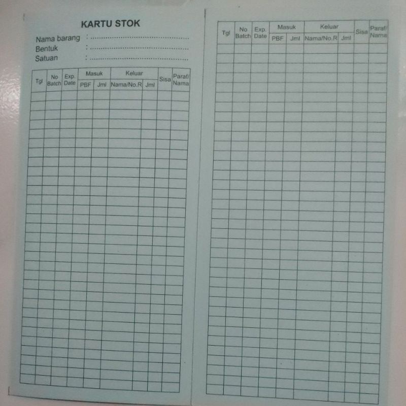Jual kartu stok obat apotek rumah sakit ada no batch paket isi 100 ...