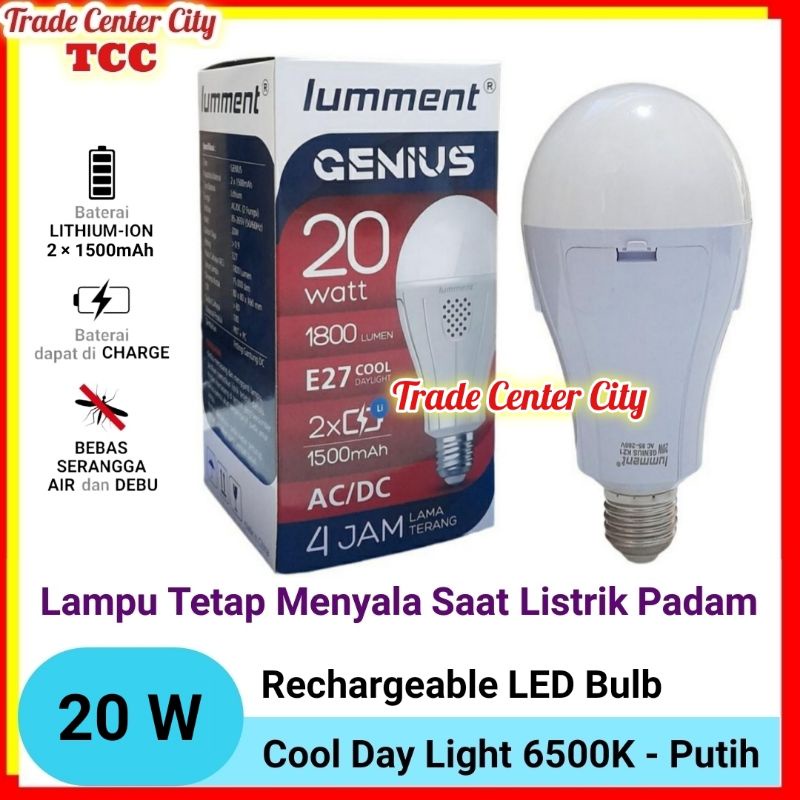 Jual Lampu EMERGENCY LED 20 watt Cahaya Putih Bohlam Darurat AC DC ...