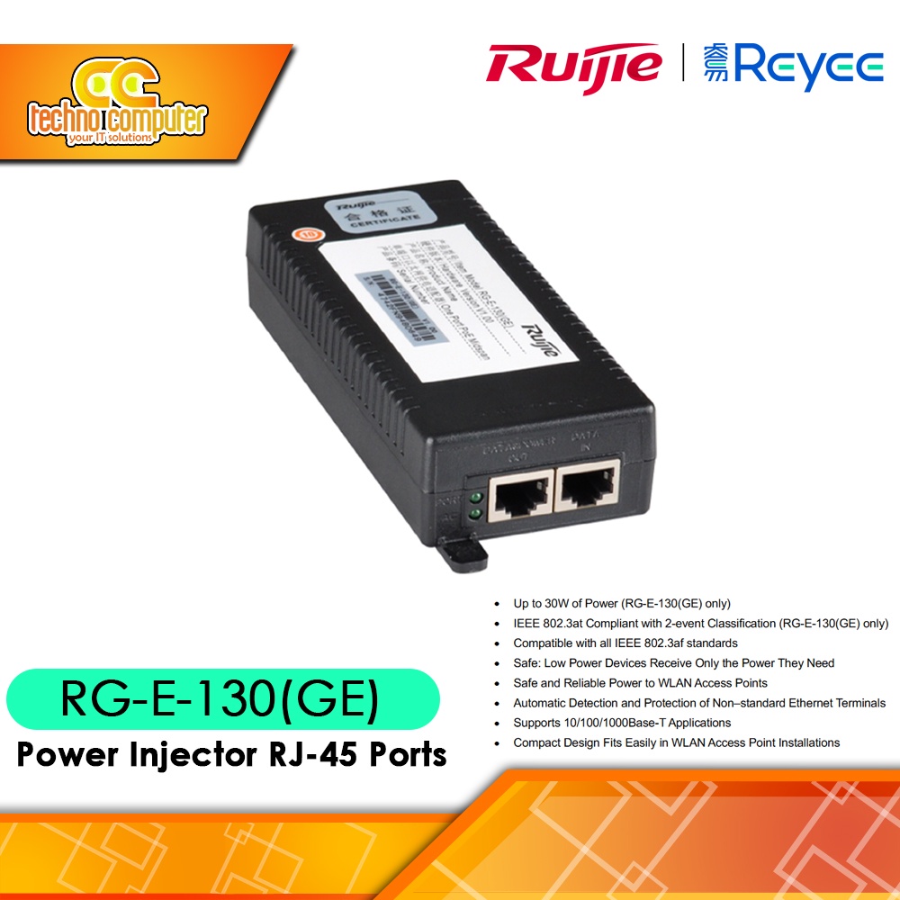 Jual POE ADAPTER RUIJIE/REYEE RG-E-130(GE) POWER INJECTOR RJ-45 Port ...