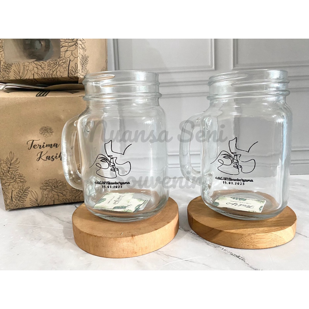 Jual Souvenir Pernikahan Gelas Minum Drinking Jar Mug Jar Gelas Toples ...