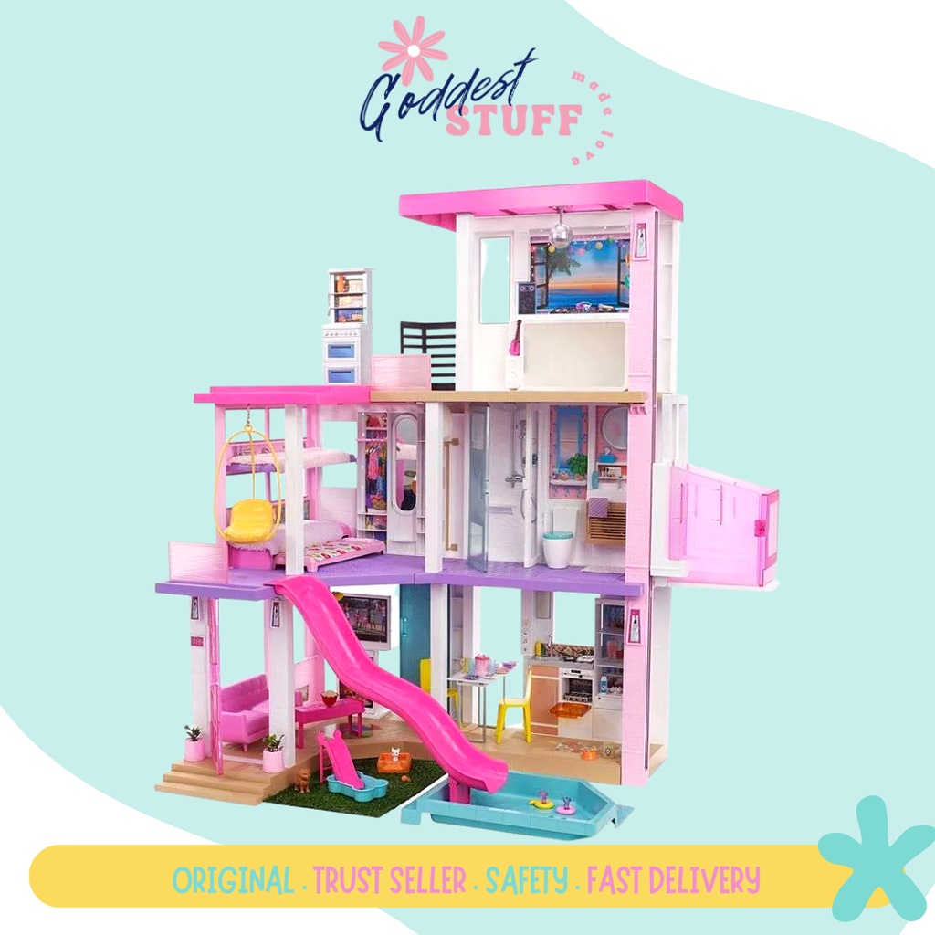 Jual Barbie DreamHouse Dollhouse with Pool, Slide, Elevator, Lights ...