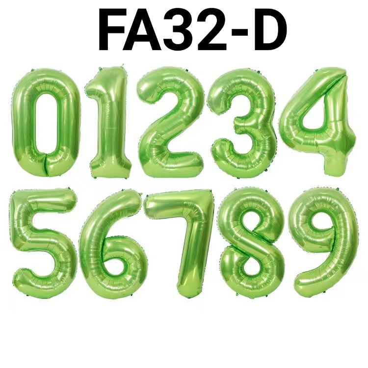 Jual FA32-D Balon foil angka 32 inch 80 cm nomer nomor hijau ijo green ...
