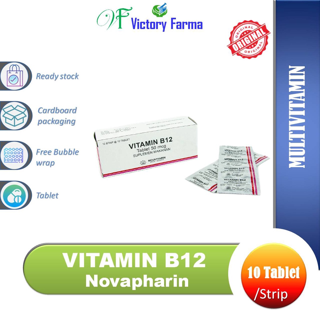 Jual Vitamin B12 Novapharin strip @ 10 Tablet/ multivitamin | Shopee ...