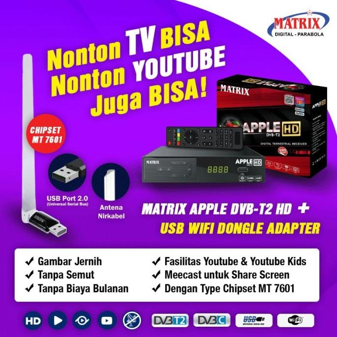 Jual STB MATRIX DVBT-2 APPLE HD + WIFI DONGLE (Free Kabel HDMI ...