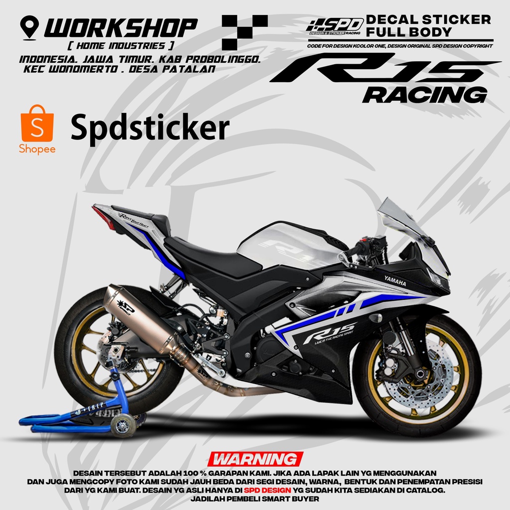 Jual decal stiker yamaha r15 v3 livery r1m simple carbon dan bisa untuk ...