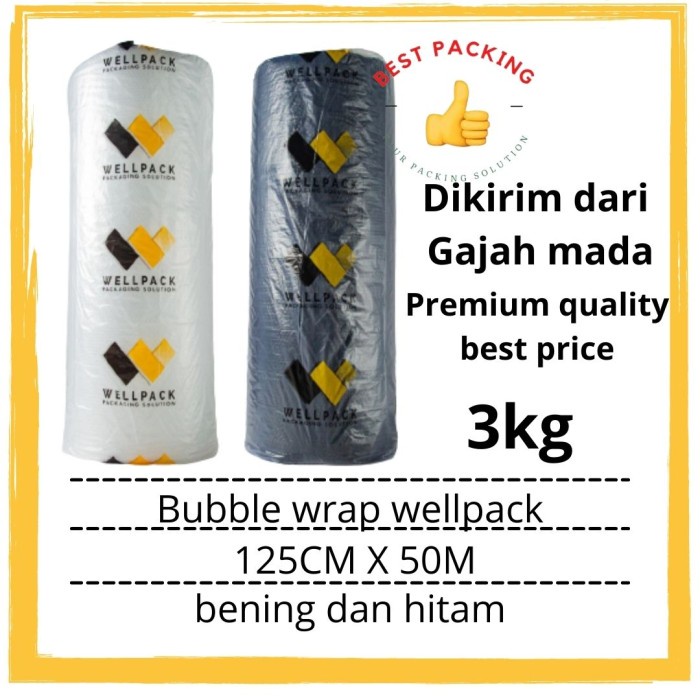 Jual Plastik Bubble Wrap Roll Hitam Dan Bening Wellpack Uk 125Cm X 50M | Shopee Indonesia