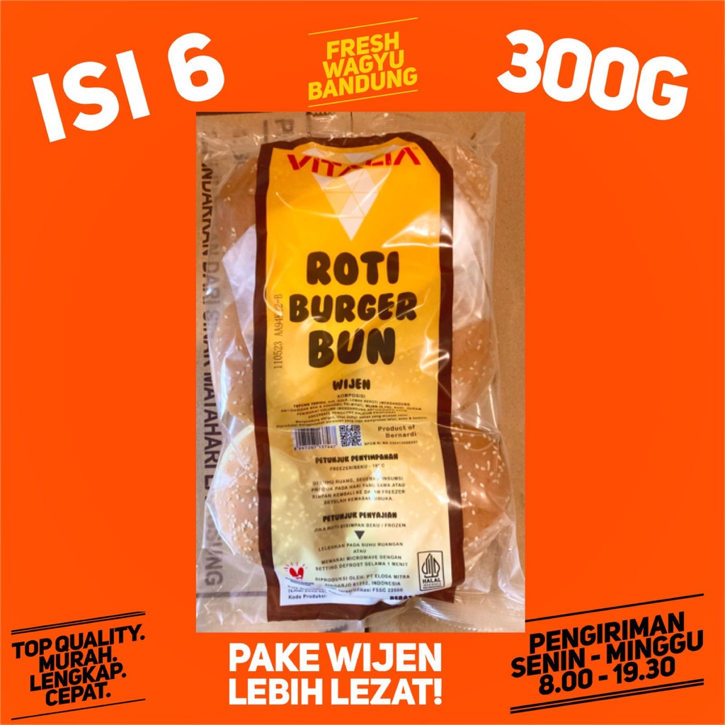 Jual VITALIA ROTI BURGER BUN WIJEN ISI 6 PROMO Sesame Bread Buns 300g ...