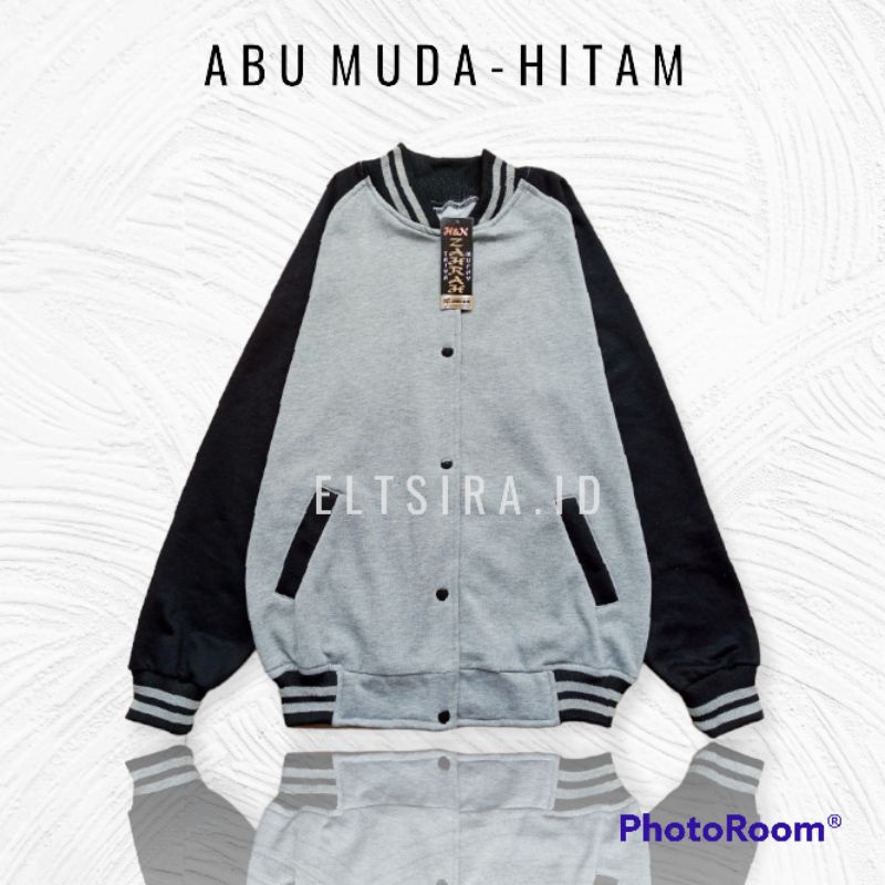 Jual Jaket Varsity Baseball Polos / Jaket Pria Wanita Terbaru || ABU ...