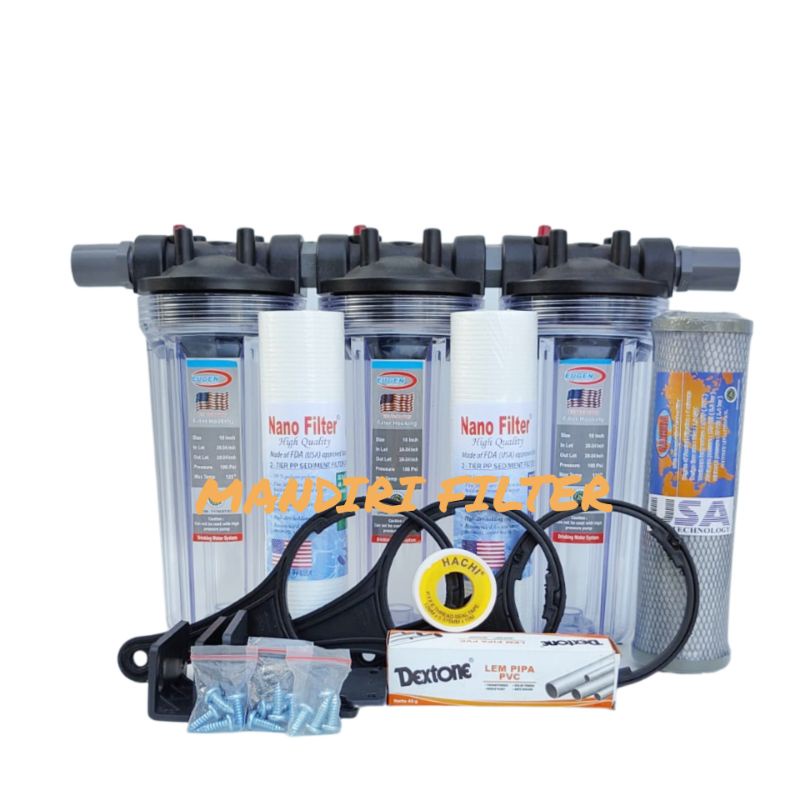 Jual Paket Filter Air 3 Saringan Untuk Air Pam (Clear 10" Drat 3/4" SSC ...