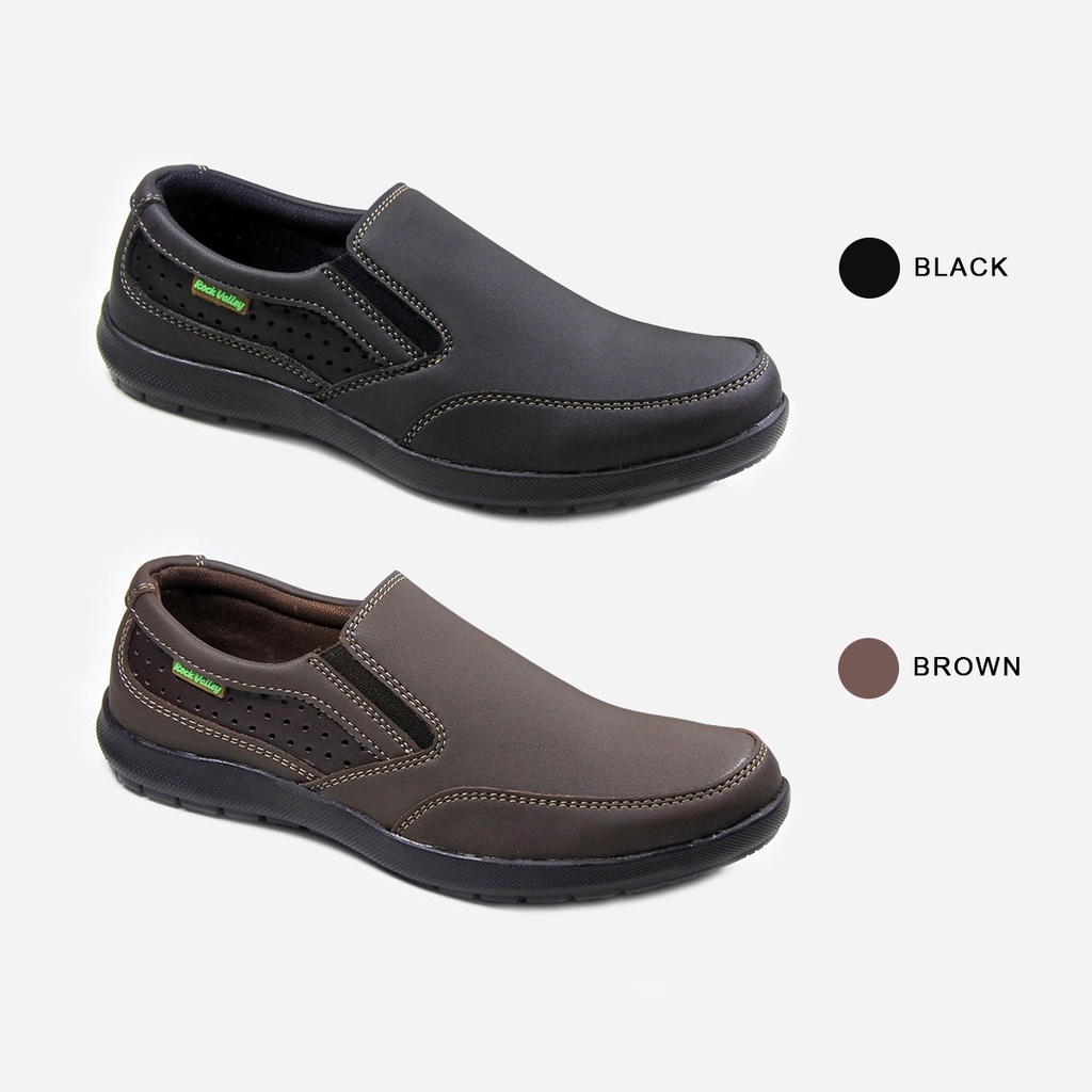 Jual Rockvalley SVARGA | Sepatu Slip On Pria N93.098 [ Hitam & Coklat ...