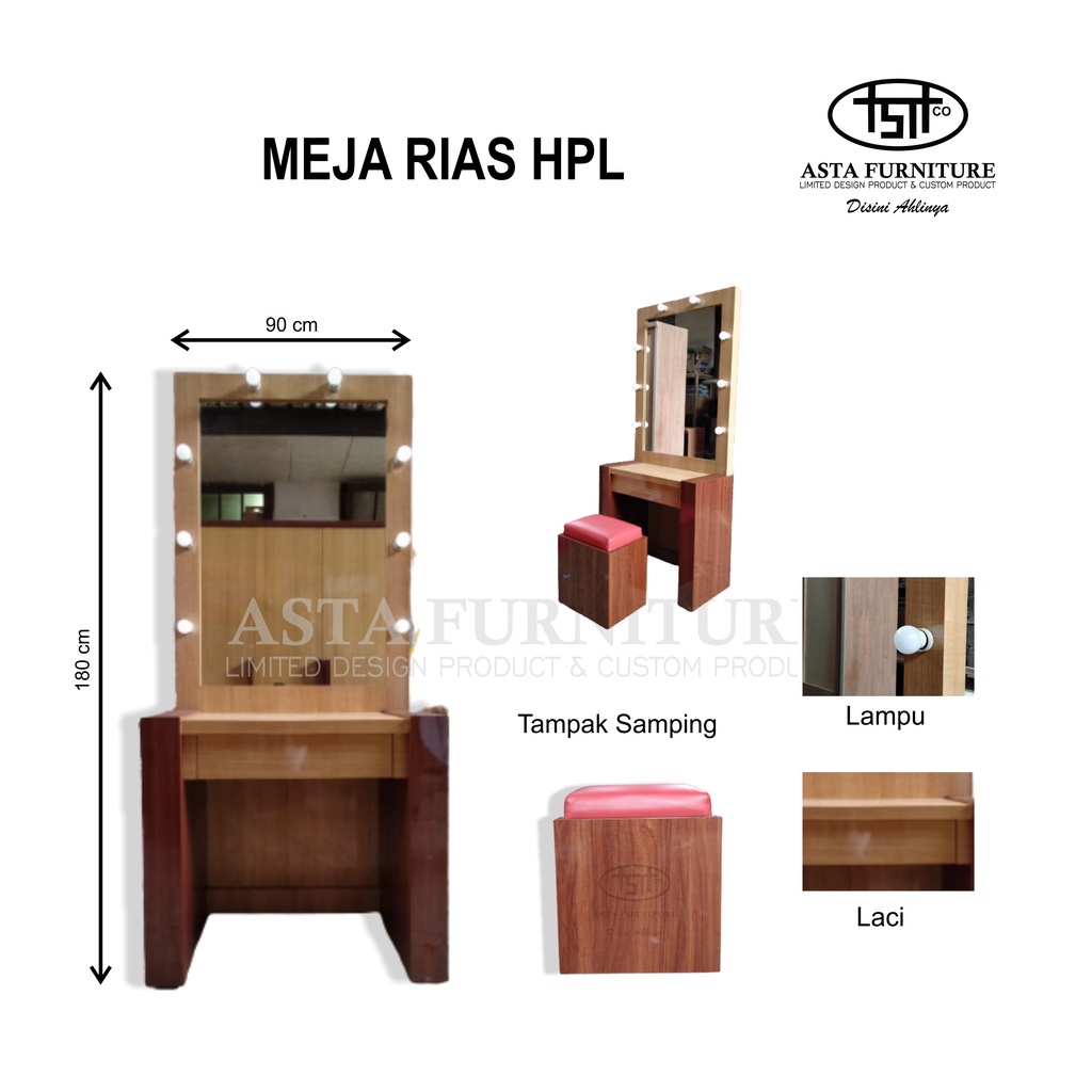 Jual Meja Rias vanity mirror frameless/ Meja Rias LED / Meja rias artis ...