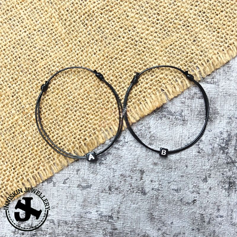 Jual (GROSIR TERMURAH) Gelang Huruf Hitam / Gelang Initial A - Z ...