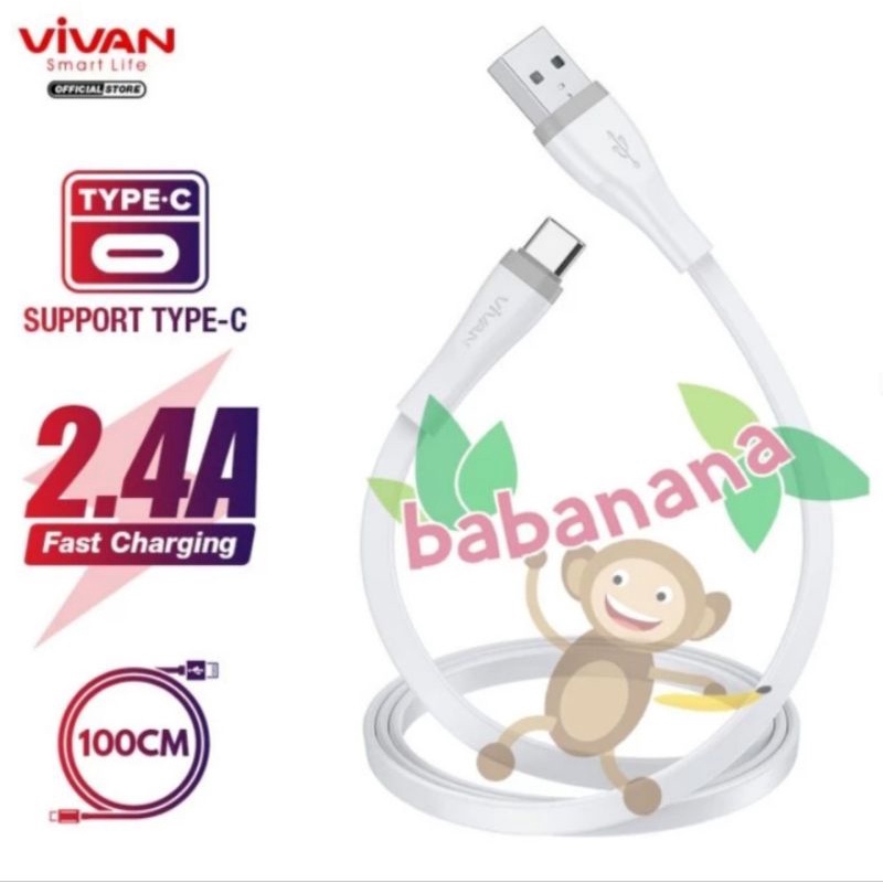 Jual Vivan Kabel USB to Type-C 2.4A Fast Charge SC100S 100cm cable ...