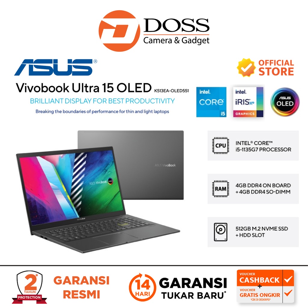 Jual ASUS VivoBook Ultra 15 K513EA-OLED551 8GB RAM 512GB SSD - Indie ...