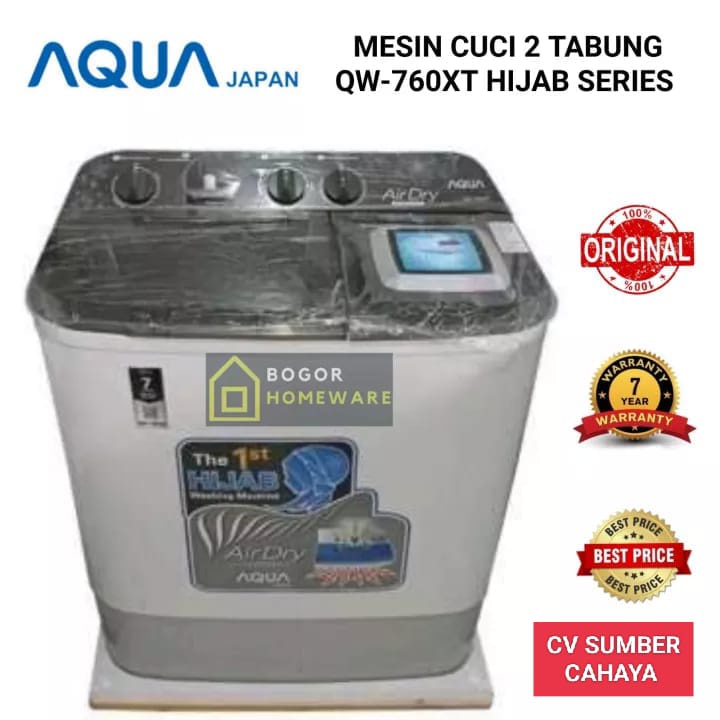 Jual AQUA Mesin Cuci 2 Tabung 7Kg QW-7030HT Transparan Hijab Series QW ...