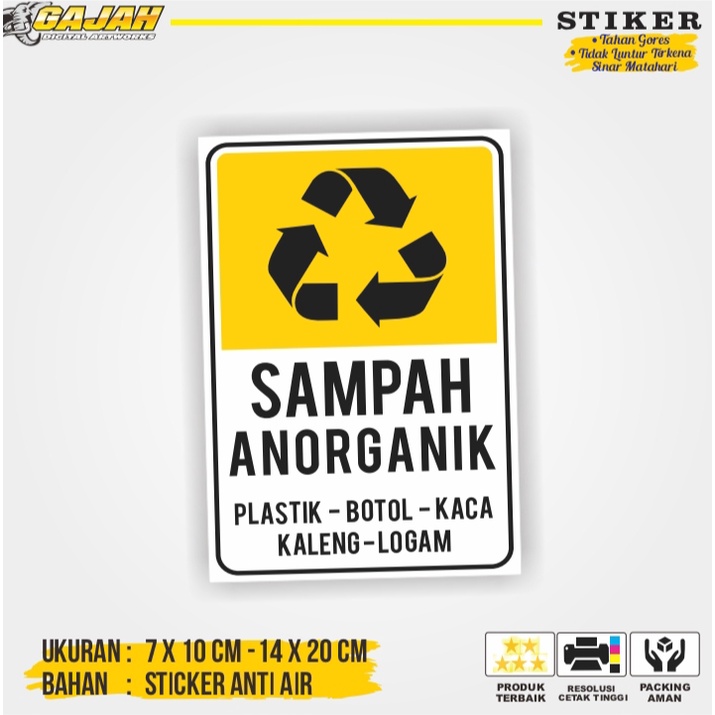 Jual Stiker label penanda jenis smpah / Stiker Label Sampah / Label ...
