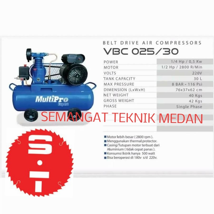 Jual VBC025/30 HS COMPRESSOR KOMPRESOR ANGIN LISTRIK 1/4HP MULTIPRO VBC ...