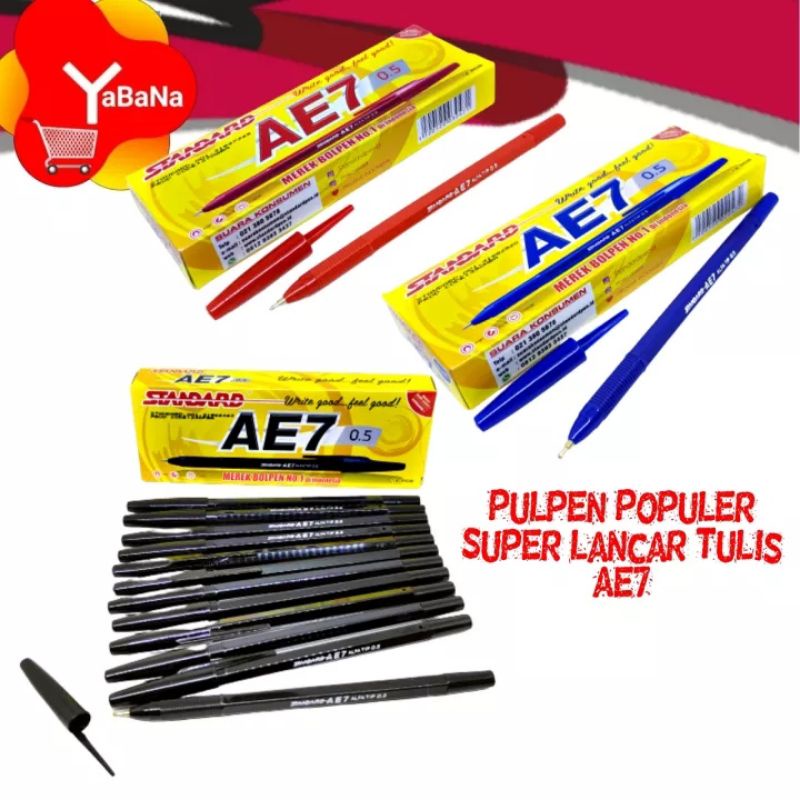 Jual Bolpen Pulpen Standard AE7 0.5mm Pen Populer Terlaris isi 12pcs ...