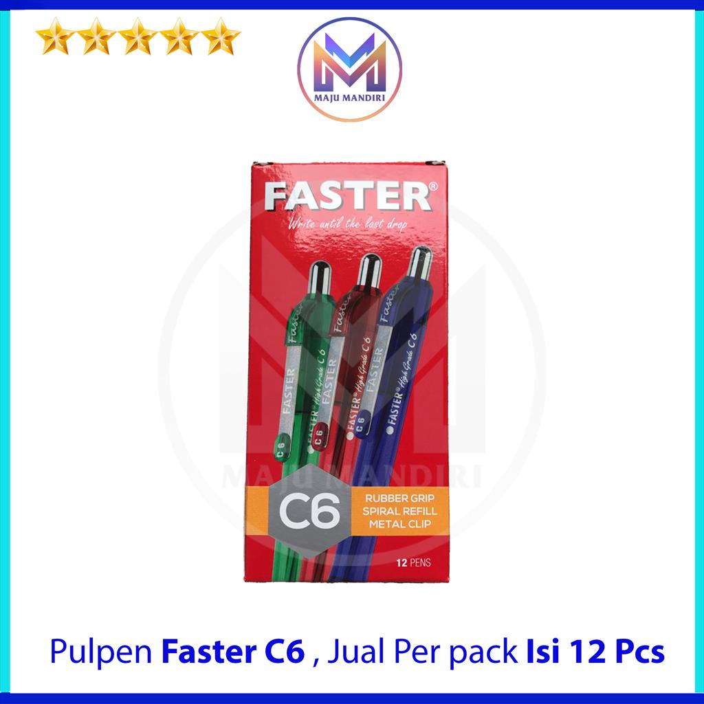 Jual Pen Faster C6 Cetek / Pulpen Cetik / Ballpen Faster 0.5mm Hitam ...