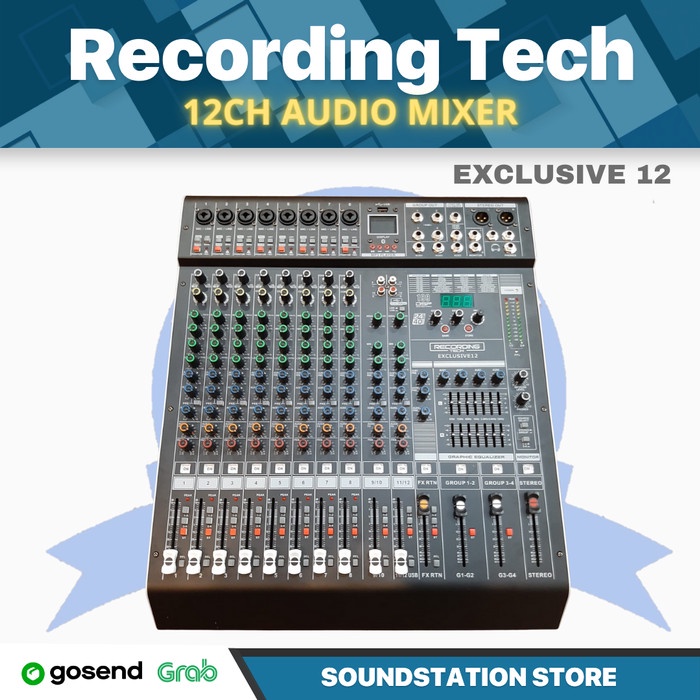Jual Recording Tech EXCLUSIVE12 - 12 CH Professional Stereo Audio Mixer ...