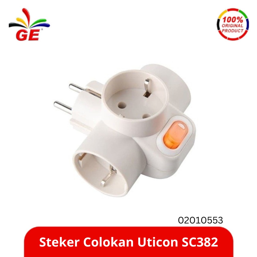 Jual UTICON - Steker T Arde SC382 3 Soket Dengan Saklar 02010553 ...