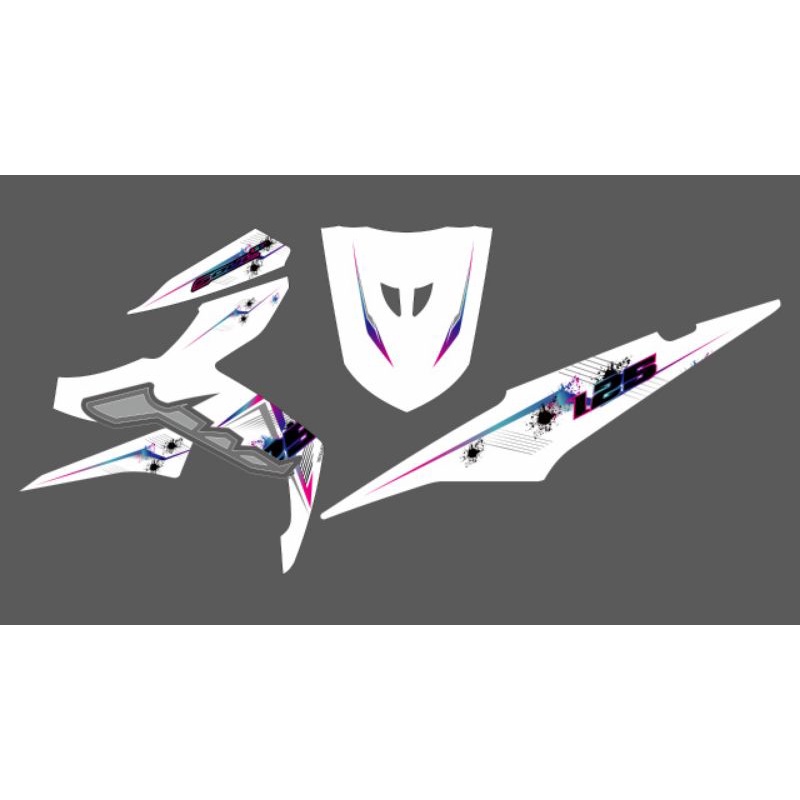 Jual striping sticker xeon gt 125 motif rainbow transparan custame ...