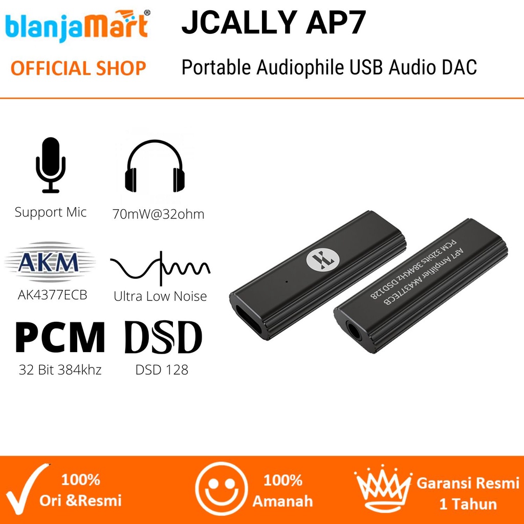Jual JCALLY AP7 AKM4377ECB Portable Audiophile USB Audio DAC | Shopee Indonesia
