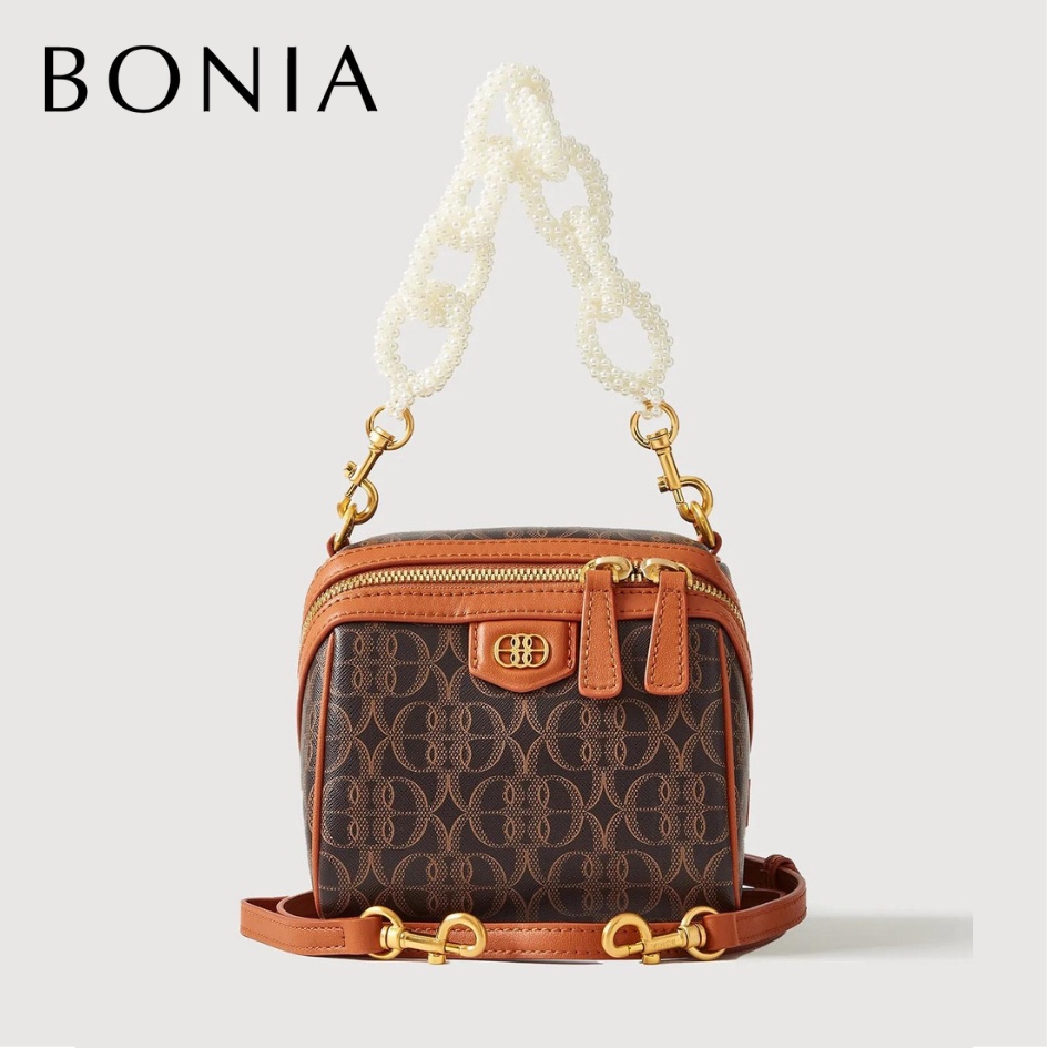 Jual Bonia - La Luna Monogram Crossbody Sling Bag Brown | Shopee Indonesia
