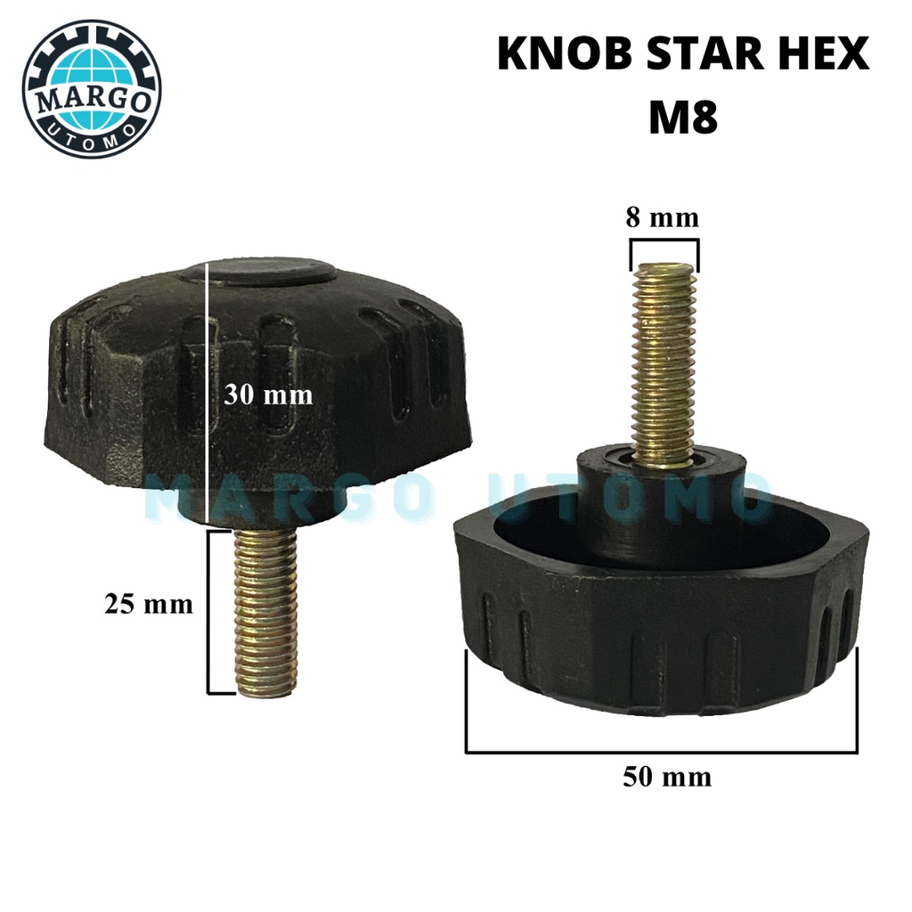 Jual Knob Star Hex Hexagonal M8 Panjang Baut 25 mm dan Mur | Shopee ...